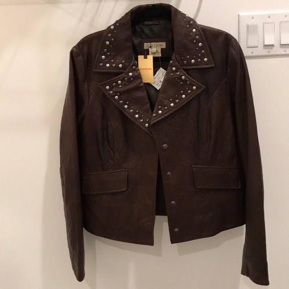 Stetson | Jackets & Coats | Stetson Brown Leather Jacket W Fridge ...